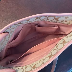 Coach | Bags | Coach Creambeige And Pink Shoulder Bag | Poshmark